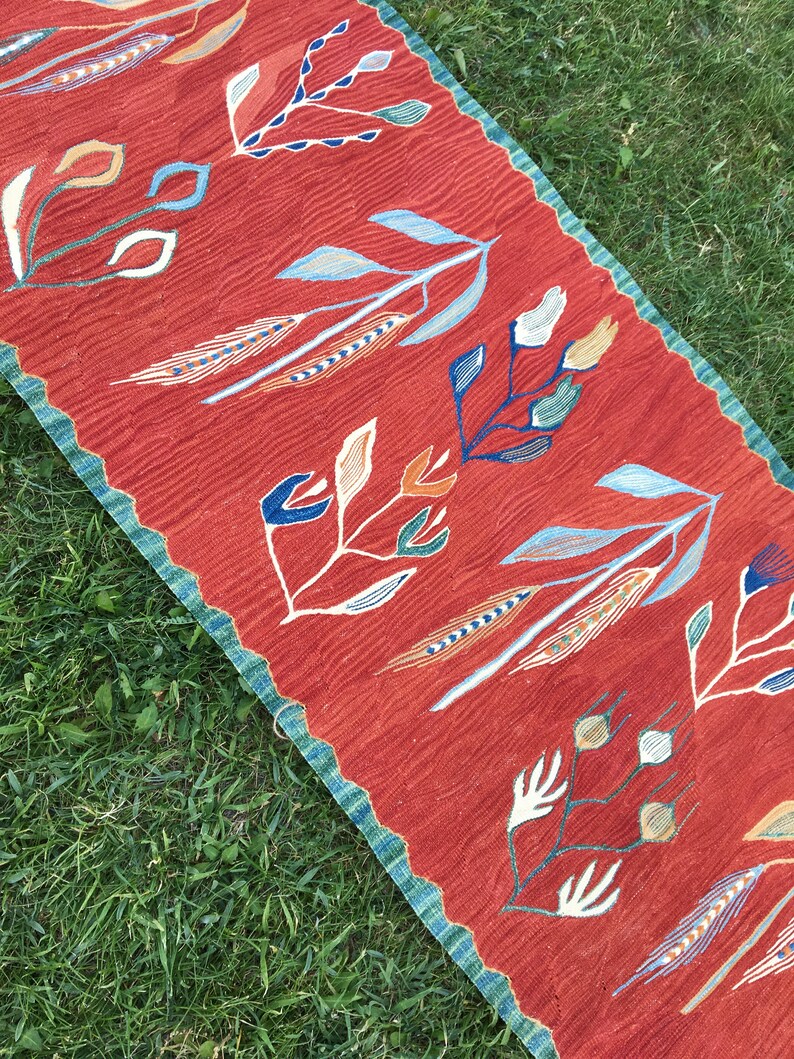 Oriental Red Kilim Rug Runner Short Runner Turkish Kilim - Etsy