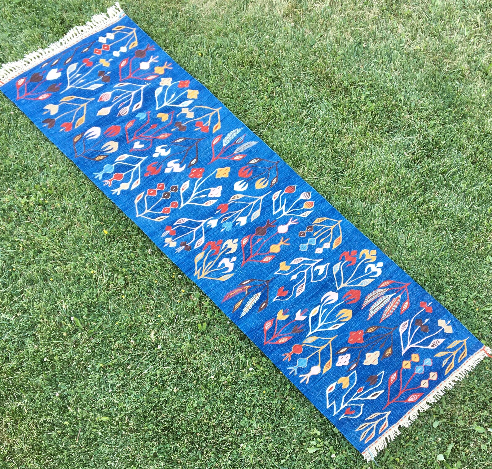 Oriental Blue Floral Runner Rug Vintage Rug Runner Turkish - Etsy