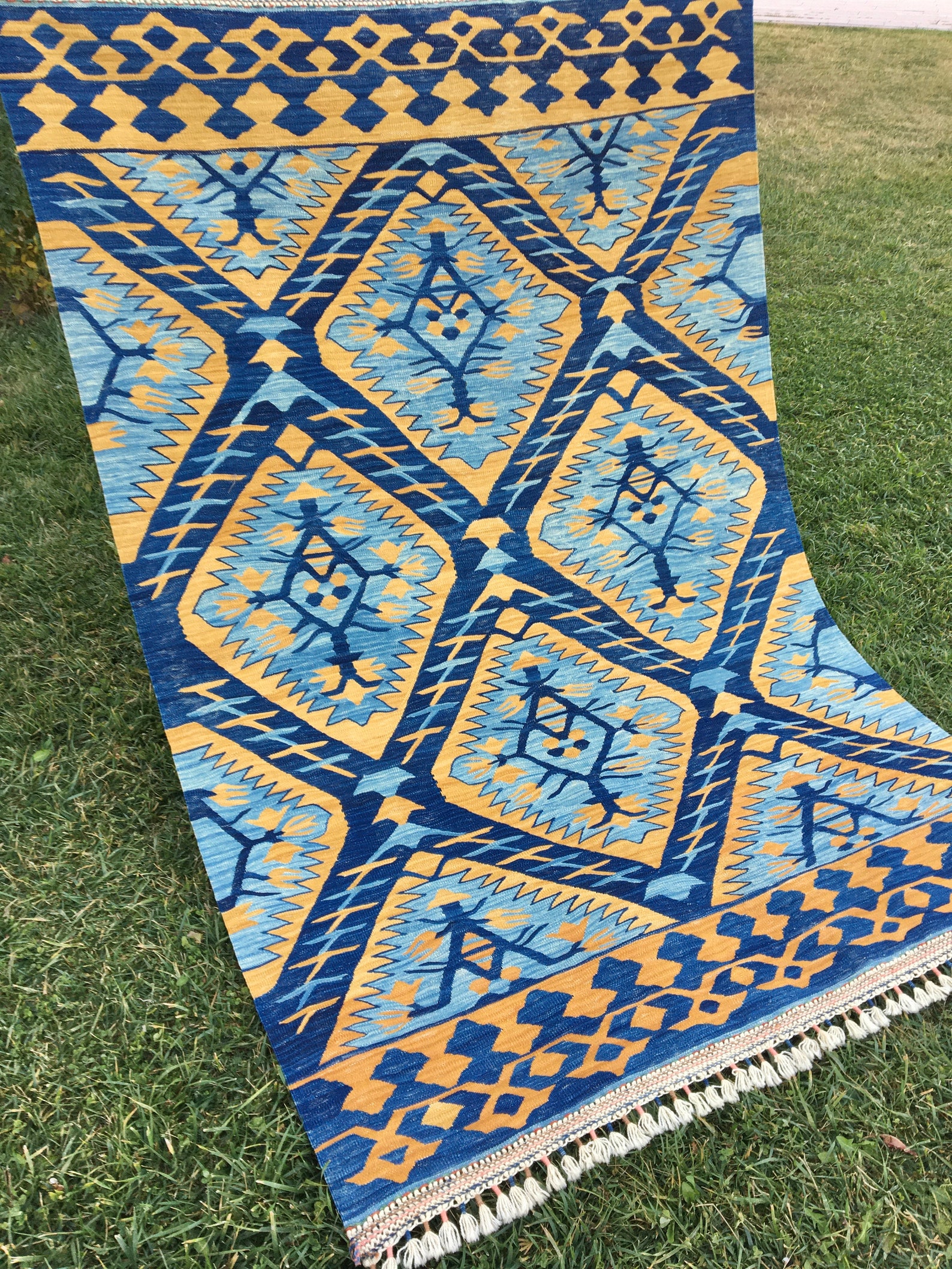Anatolian Blue Kilim Rug Turkish Rug Oushak Rug Floor Kilim - Etsy