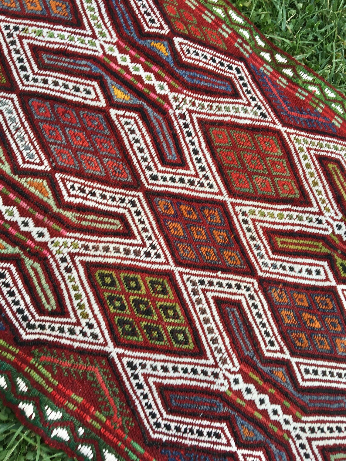 Ethnic Rug Rustic Small Rug Embroidery Red Kilim Rug - Etsy