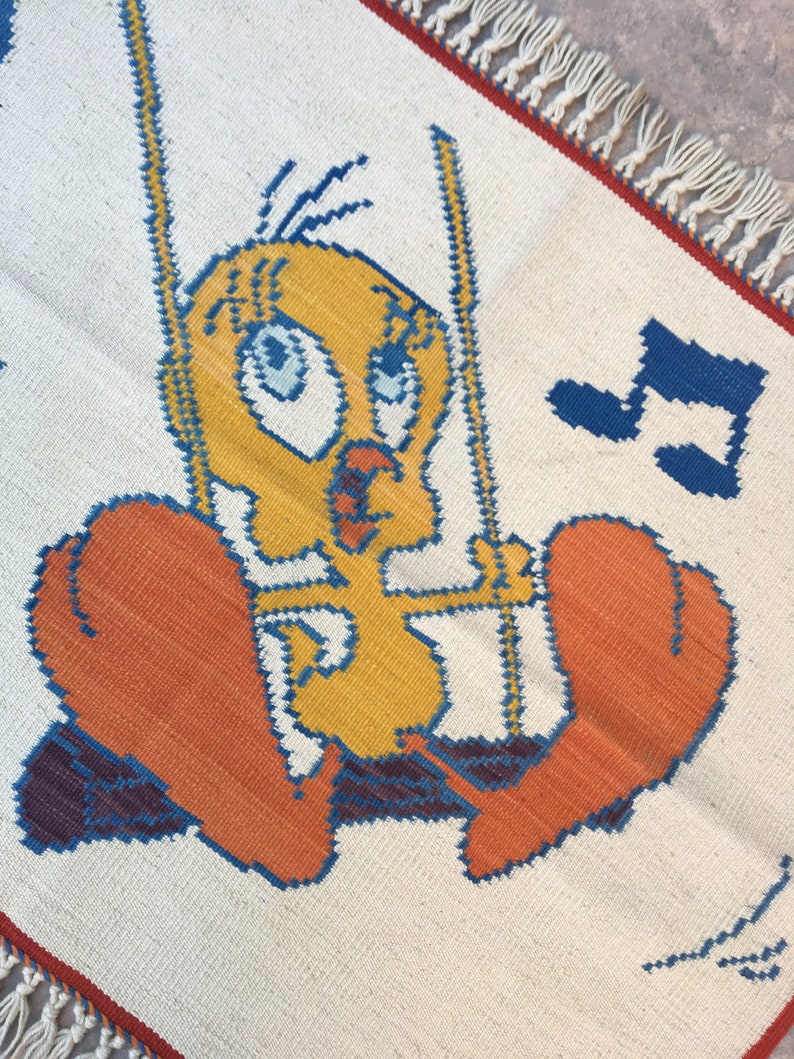 Handmade Turkish Wool Area Kilim Rug Tweety Bird Models Rug - Etsy
