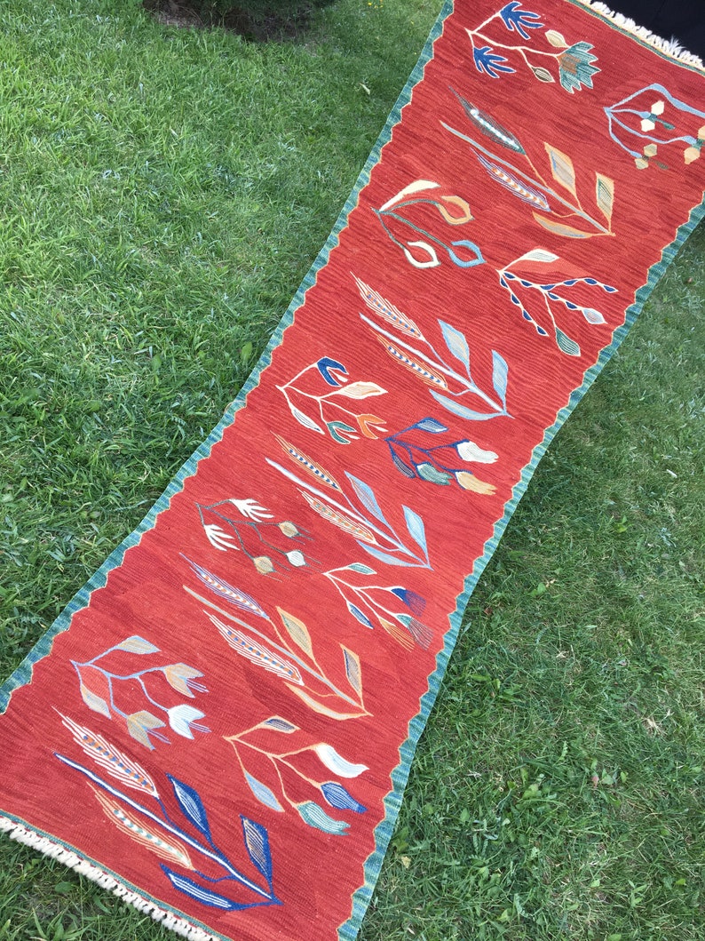 Oriental Red Kilim Rug Runner Short Runner Turkish Kilim - Etsy