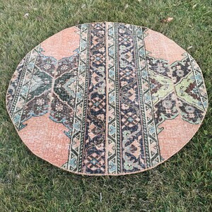 328x328 Ft, Bohemian Round Rug, Patchwork Round Rug, Vintage Round Rug ...