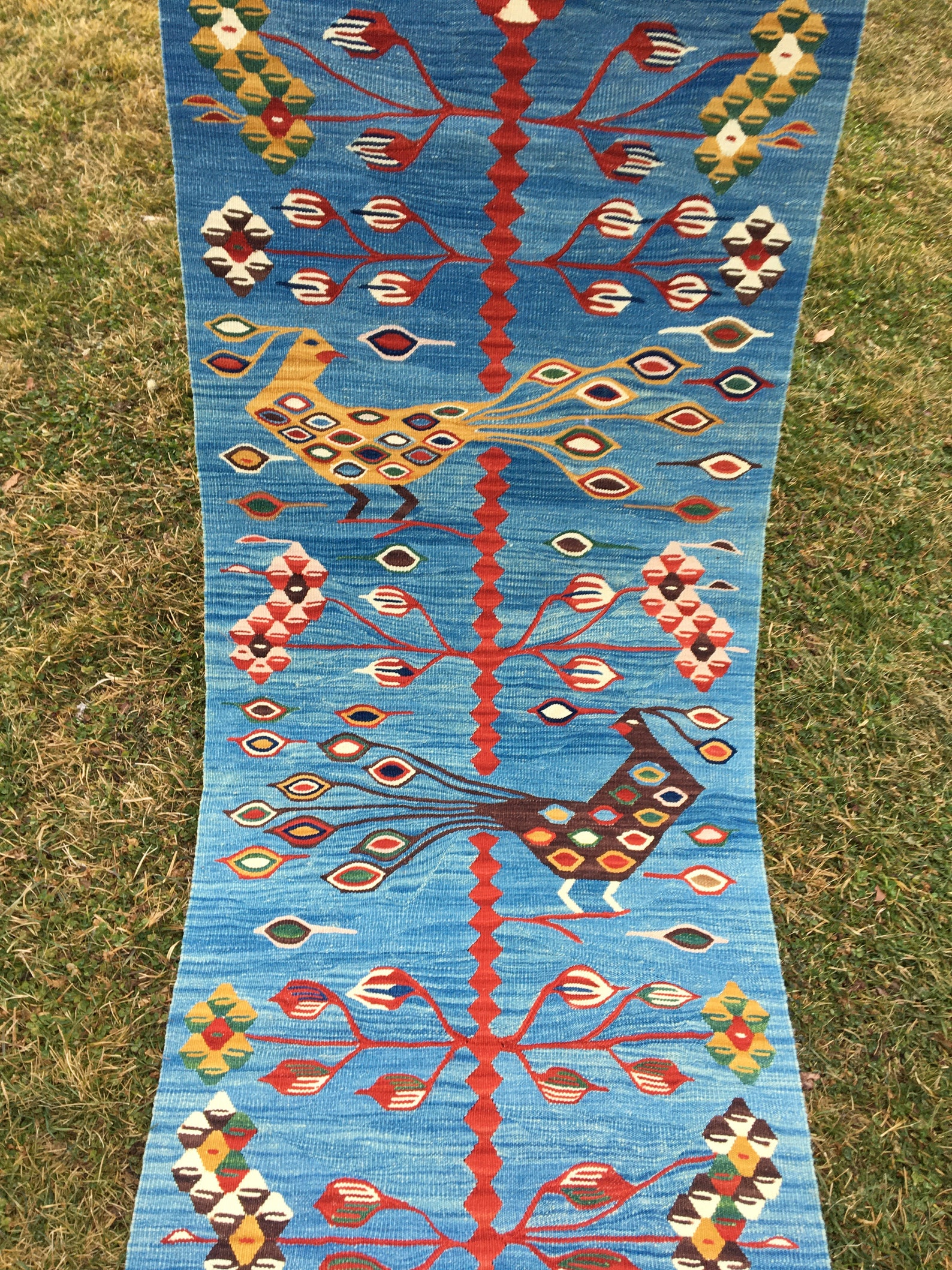 Handwoven Blue Runner Rug Rustic Small Runner Rug Vintage | Etsy