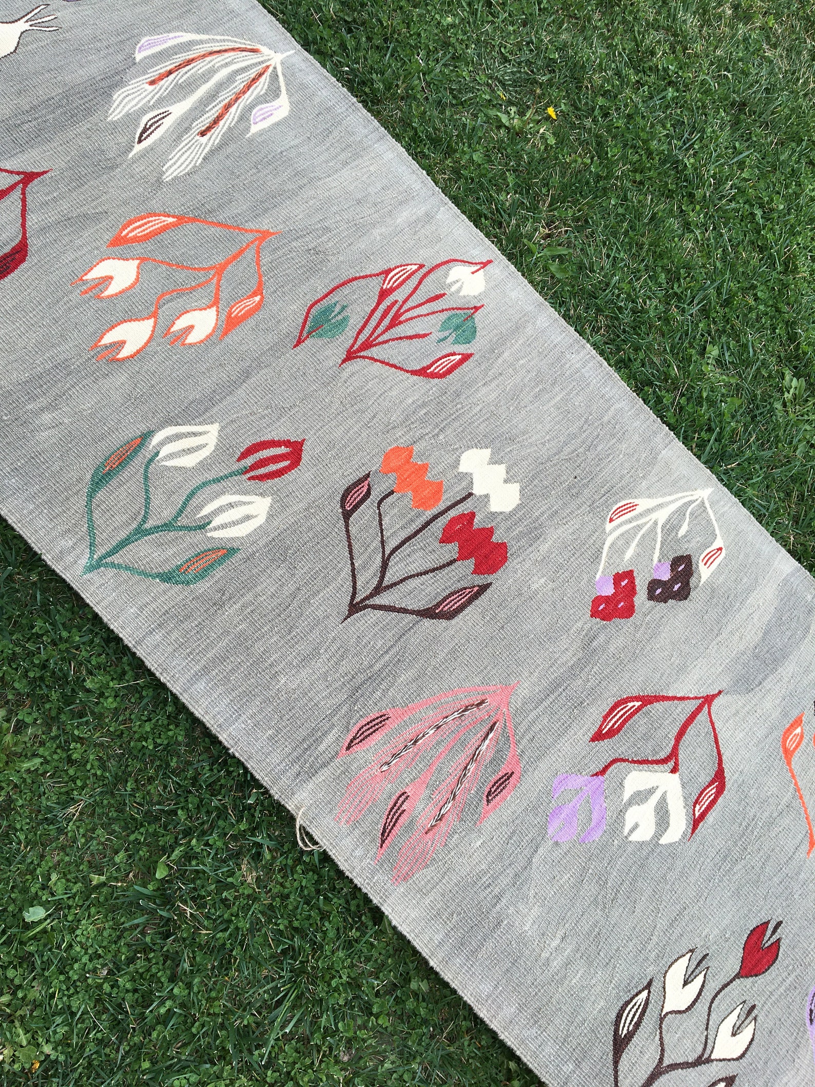 Floral Gray Pattern Colorful Kilim Runner Rug, 2’3 X 9’7 Handwoven ...