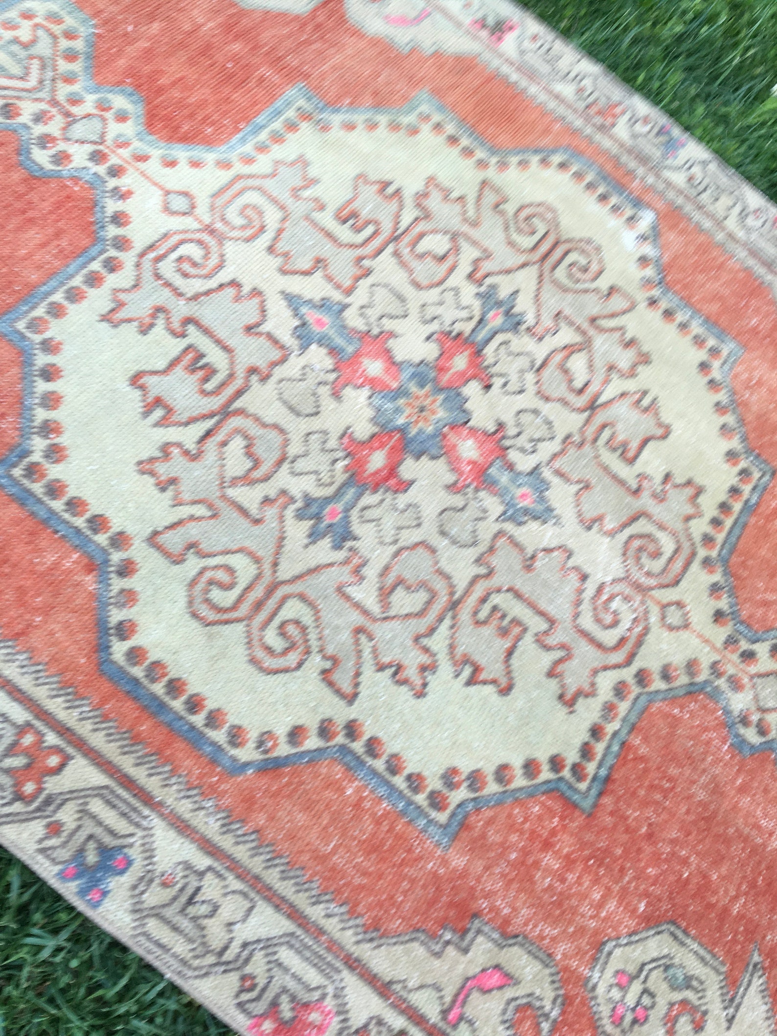 Antique Orange Area Rug, Bedroom Rug, Kitchen Rug, Handmade Rug ...