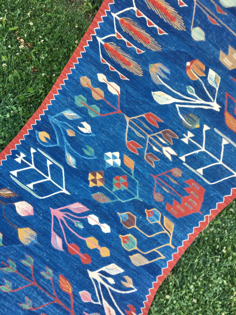 Handwoven Turkish Runner Rug Blue Runner Kitchen Rug Runner | Etsy