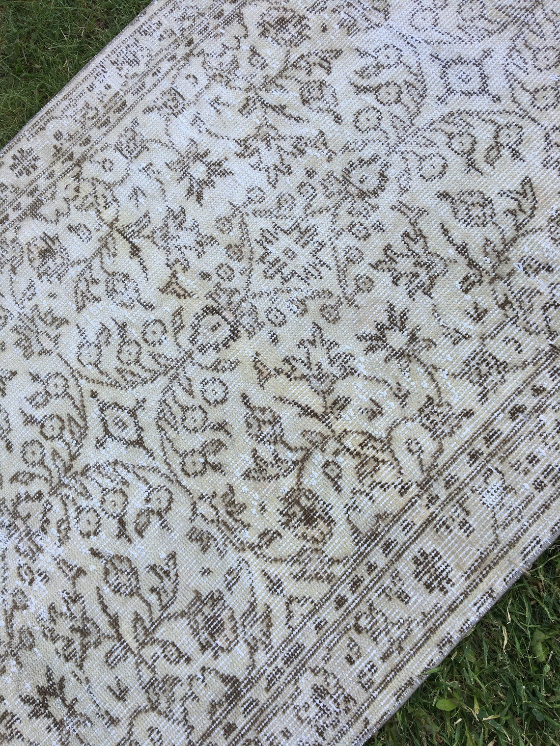 Distressed Low Pile Vintage Rug Hand Knotted Rug Turkish | Etsy