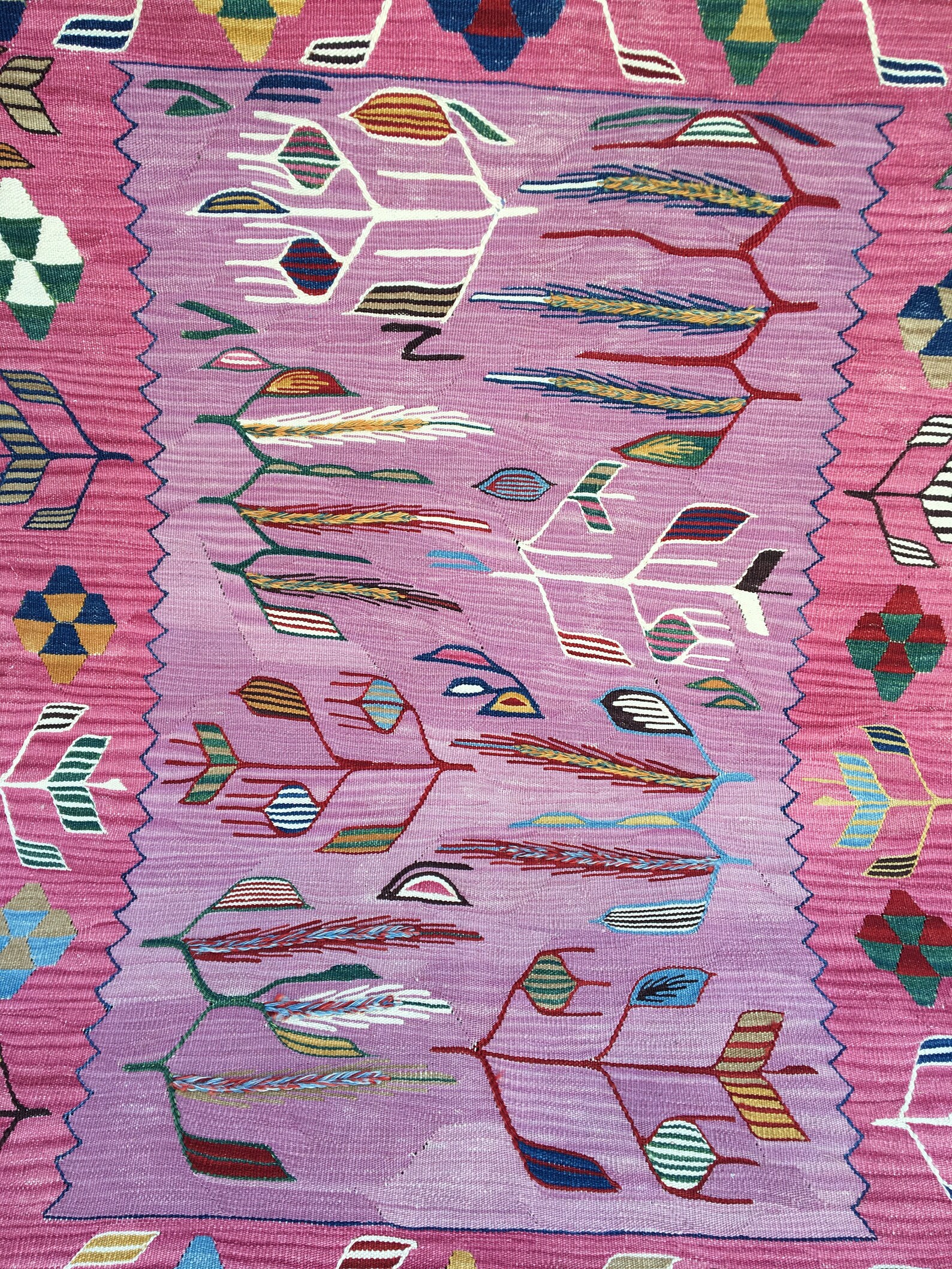 Oriental Small Pink Kilim Rug Flowers Pink Turkish Floor - Etsy