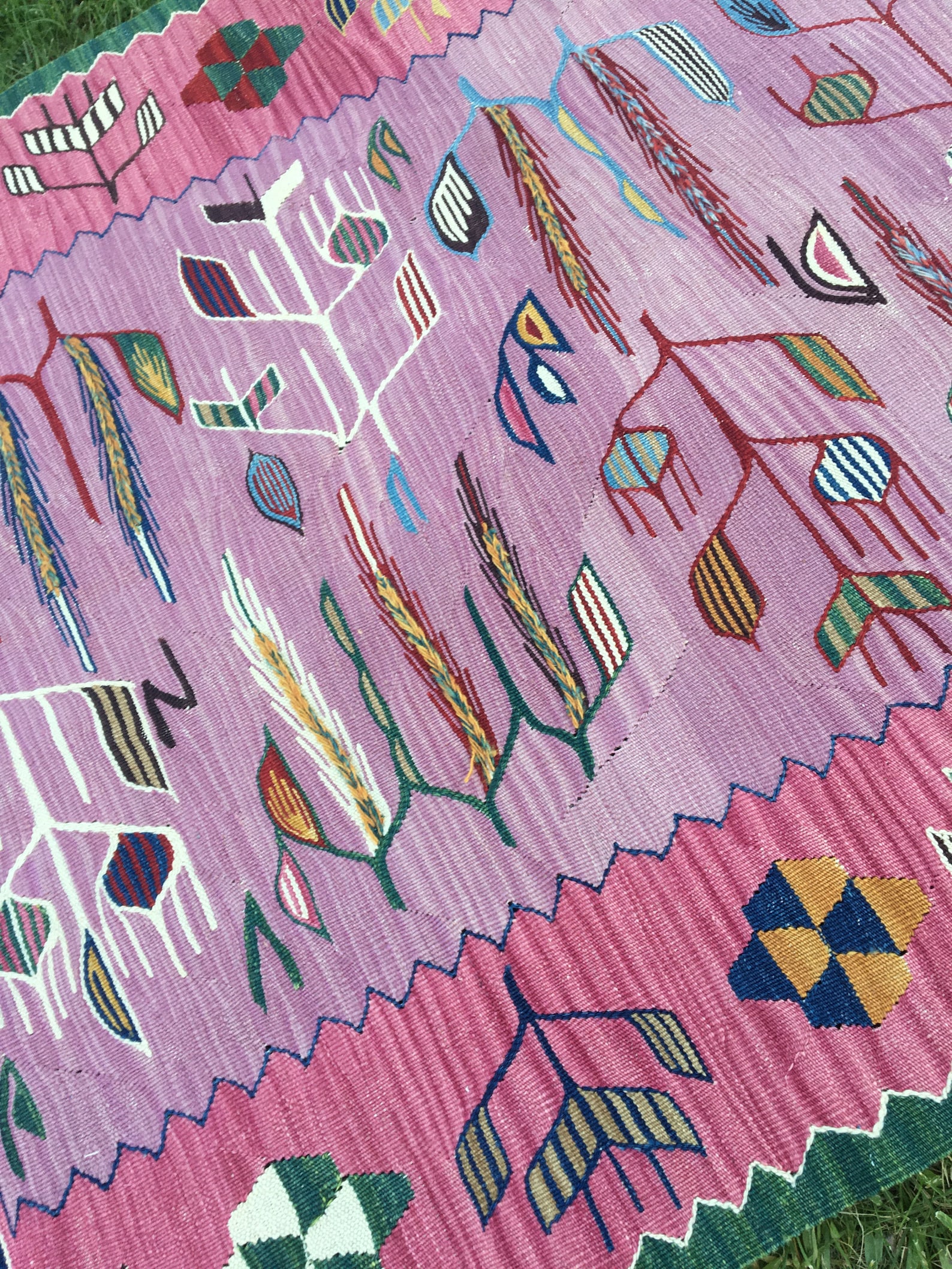 Oriental Small Pink Kilim Rug Flowers Pink Turkish Floor | Etsy