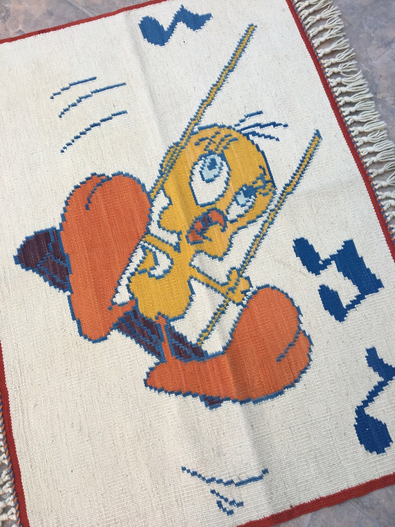 Handmade Turkish Wool Area Kilim Rug Tweety Bird Models Rug - Etsy