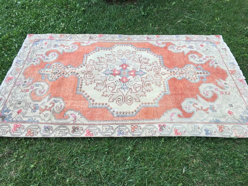 Antique Orange Area Rug Bedroom Rug Kitchen Rug Hand | Etsy