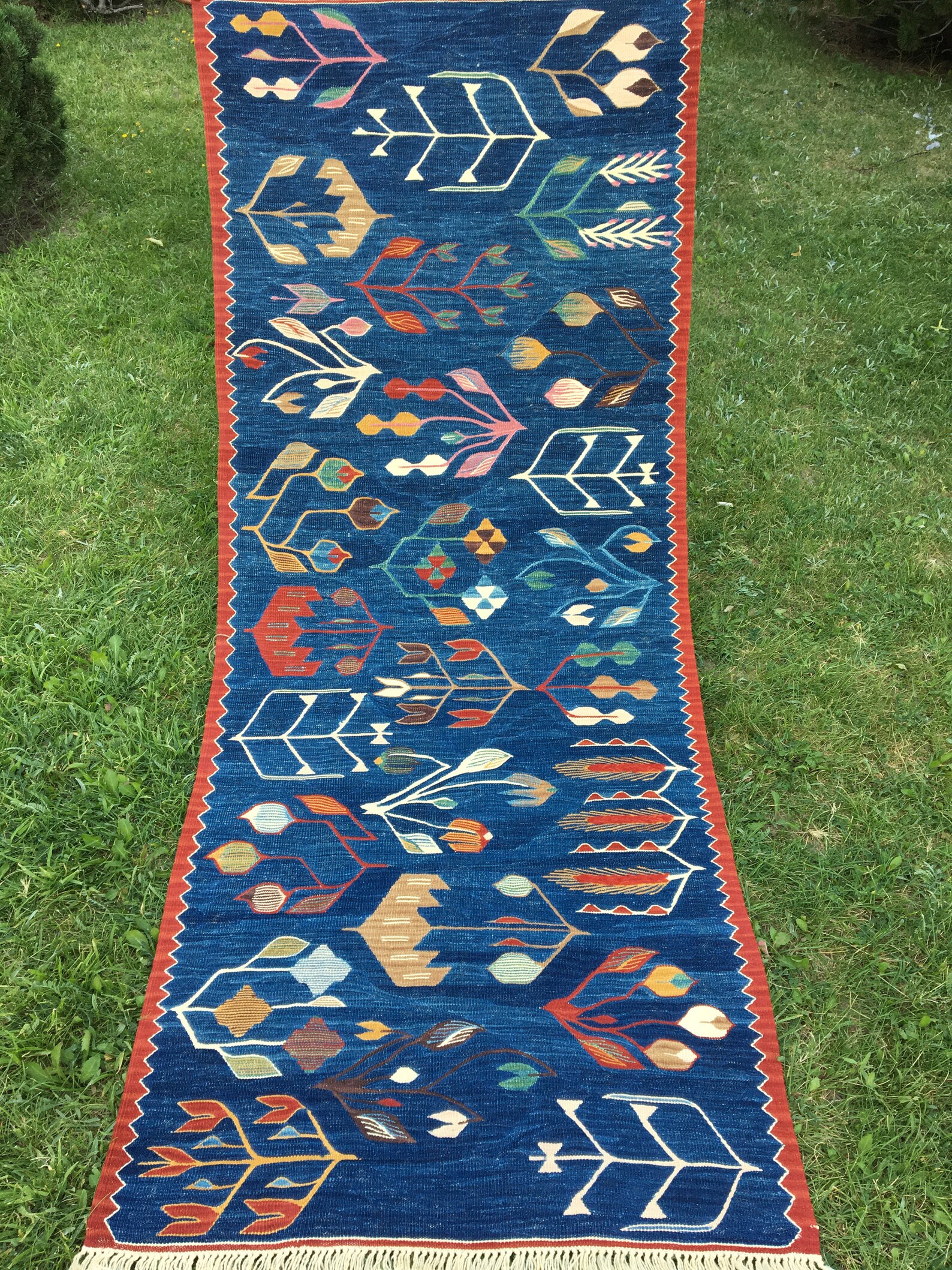 Handwoven Turkish Runner Rug Blue Runner Kitchen Rug Runner | Etsy