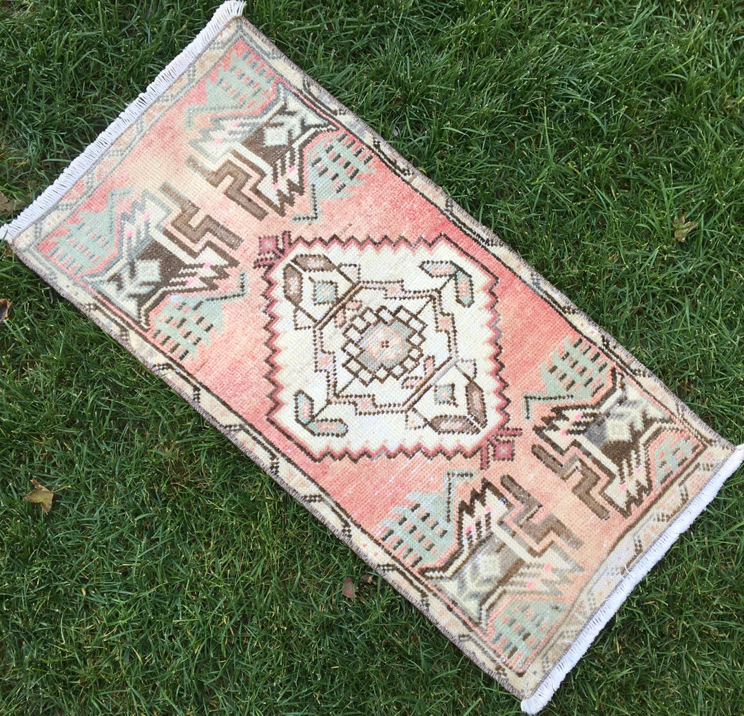 Boho Vintage Turkish Rug, Door Mat Rug, Handmade Rug, Small Boho Rug ...