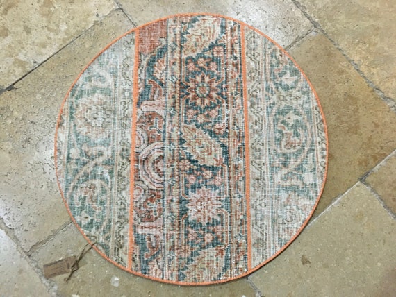 Vintage Small Round Rug Door Mat Rug Bethroom Rug Round Mat | Etsy