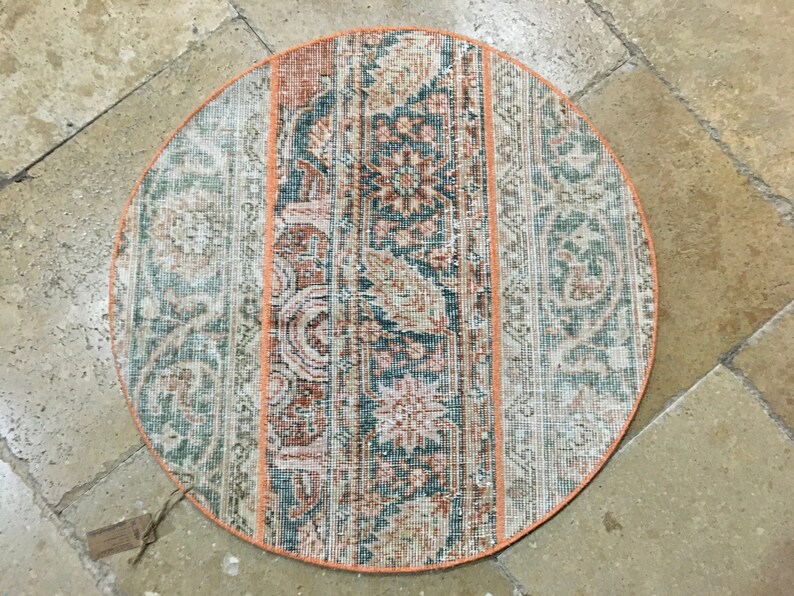 Vintage Small Round Rug Door Mat Rug Bethroom Rug Round Mat | Etsy