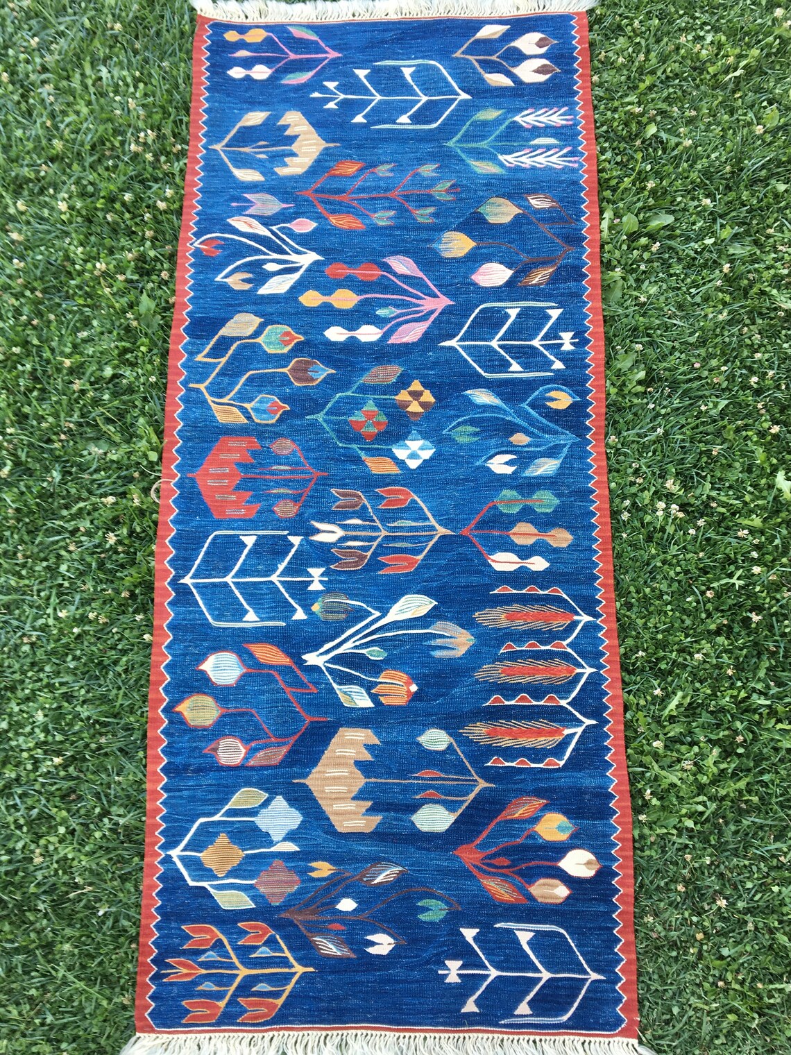 Handwoven Turkish Runner Rug Blue Runner Kitchen Rug Runner | Etsy