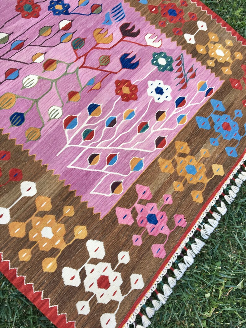 Oriental Pink Rug Kilim Rug Vintage Pink Rug Oushak Rug | Etsy