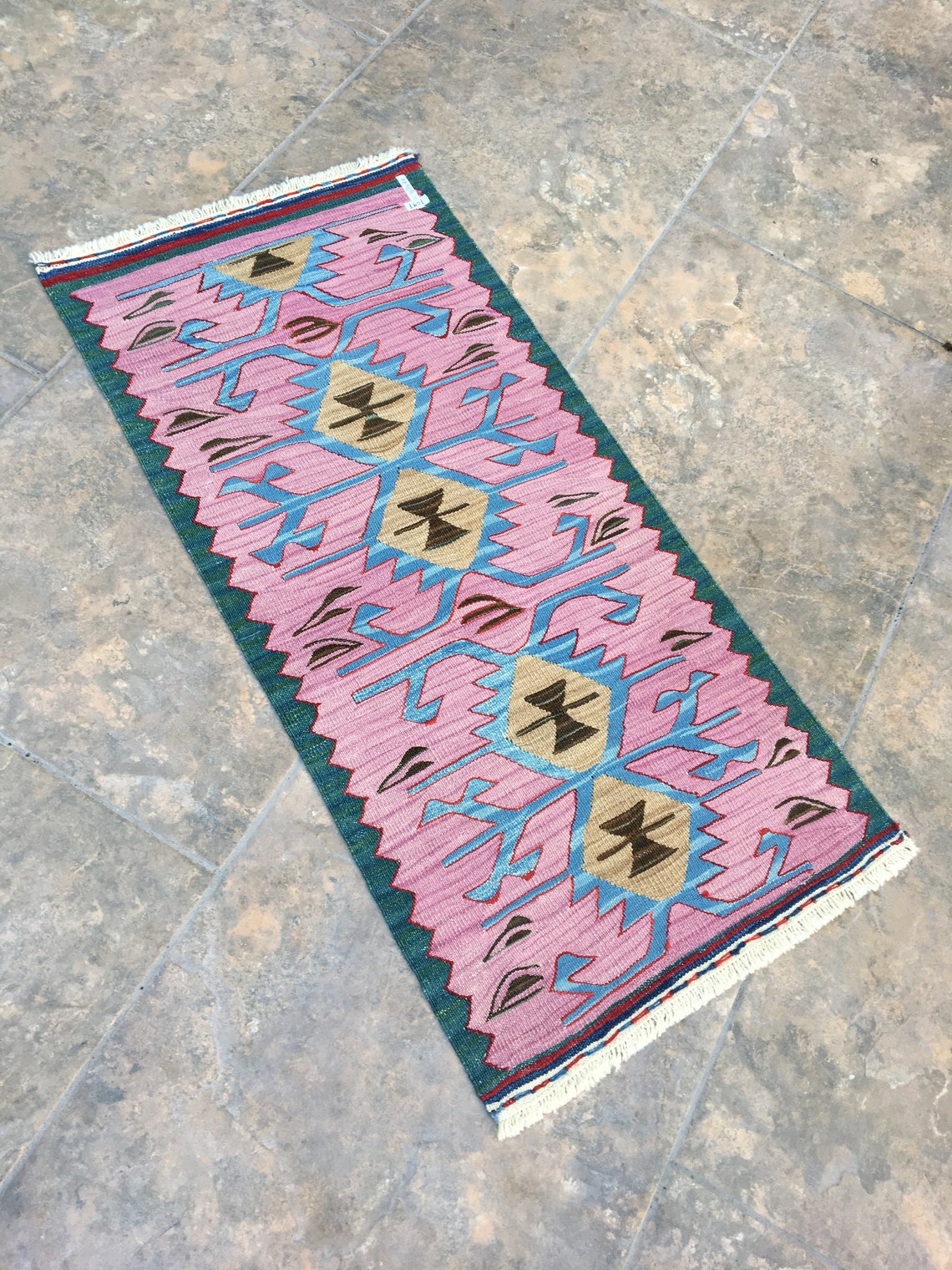 Pink Table Decor Pink Home Decor Small Rug Kilim Rug Door | Etsy