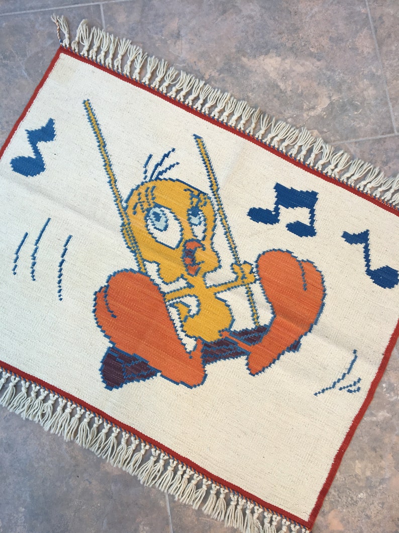 Handmade Turkish Wool Area Kilim Rug Tweety Bird Models Rug - Etsy