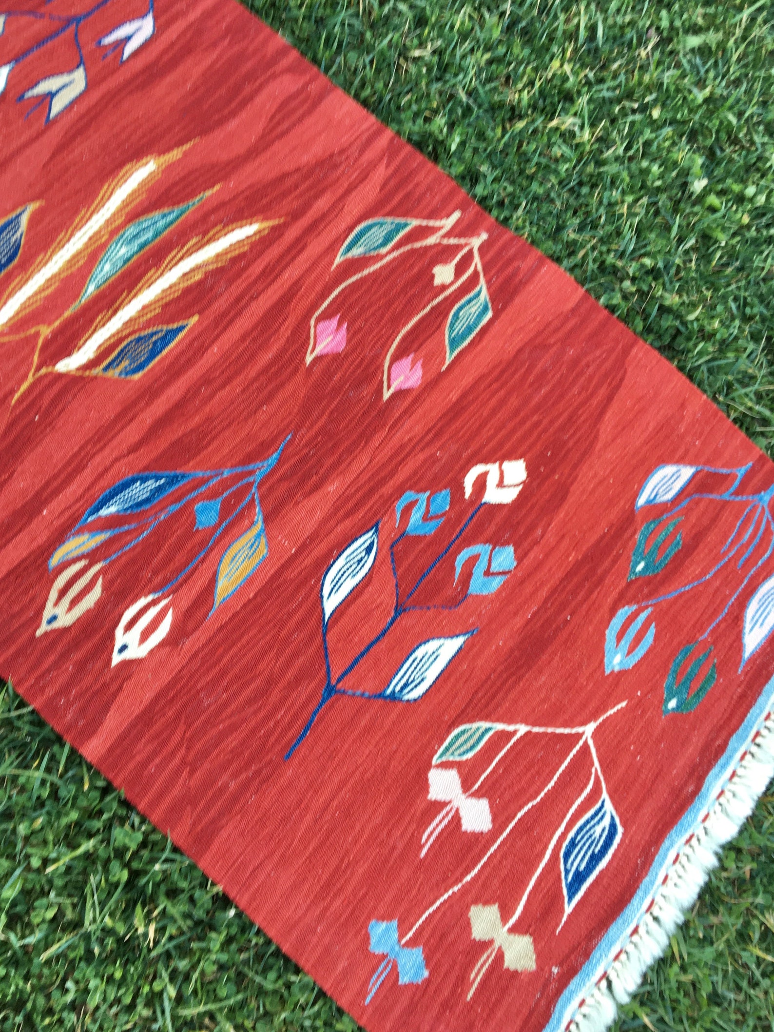 2’x6’5”, Red Kilim Rug Runner, Turkish Rug Runner, Red Runner, Flower ...