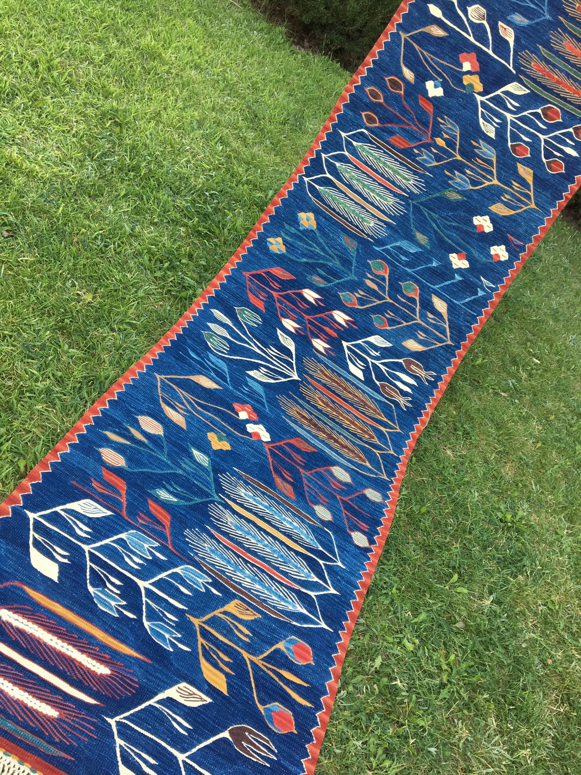 Oriental Blue Floral Runner Rug Vintage Rug Runner Turkish | Etsy