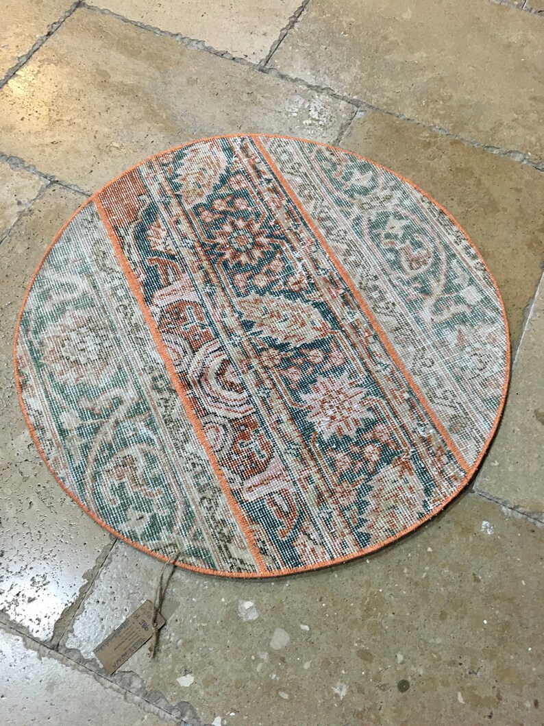 Vintage Small Round Rug Door Mat Rug Bethroom Rug Round Mat | Etsy