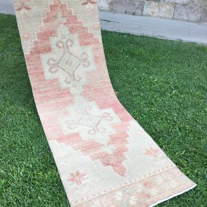 Pale Pink Runner Rug, Turkish Runner, Vintage Rug Runner, Oushak Rug ...
