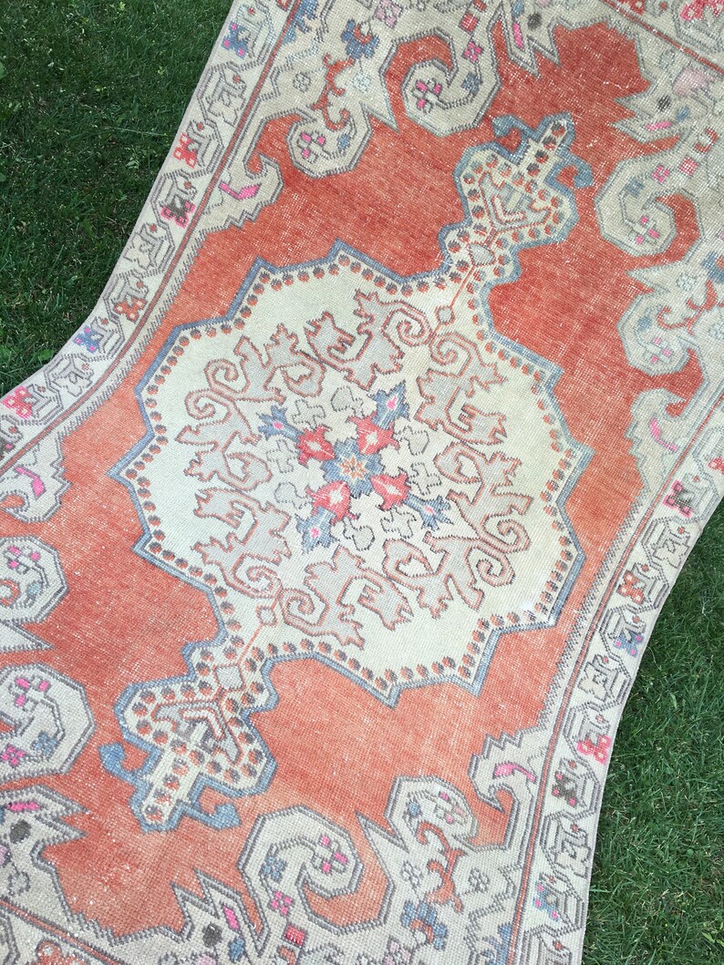 Antique Orange Area Rug Bedroom Rug Kitchen Rug Hand | Etsy