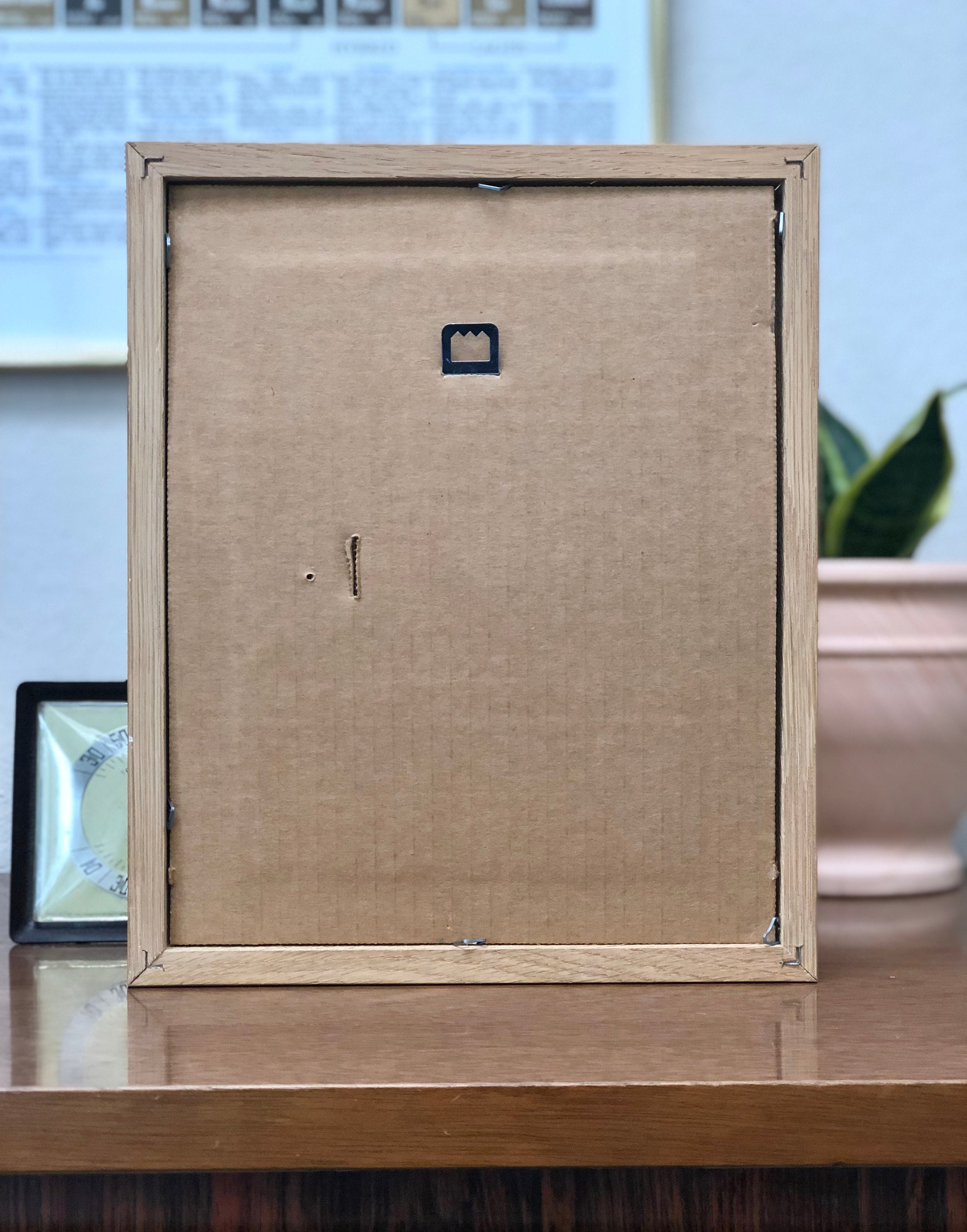 9x11 70s Style Vintage Oak Picture Frame With Original Art Watercolor ...