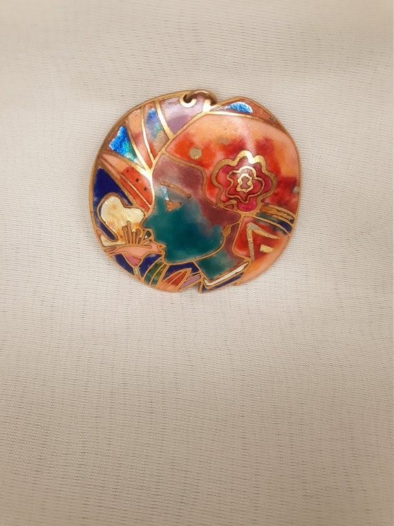 David Kuo Champleve Modernist Enamel Pendant - Gem