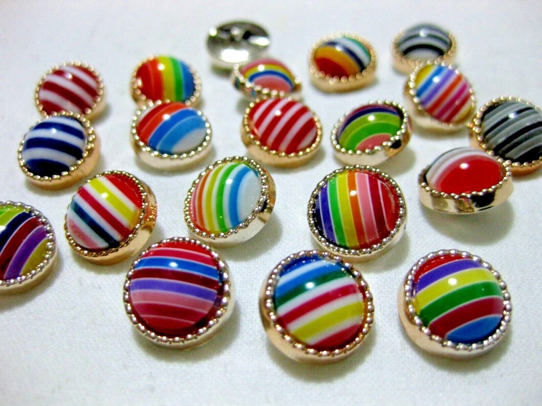 10 Pretty Buttons, Rainbow, Pattern Selectable, Approx. 12 Mm, K121E - Etsy