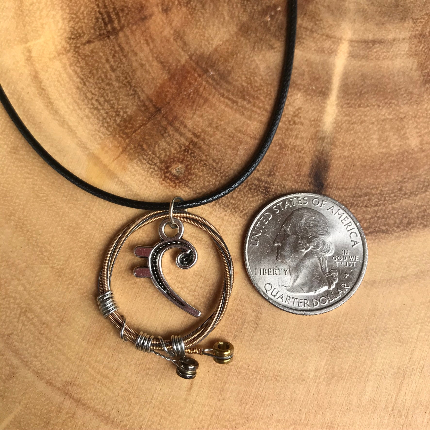 Recycled Guitar String Necklace With Treble or Bass Clef - Etsy