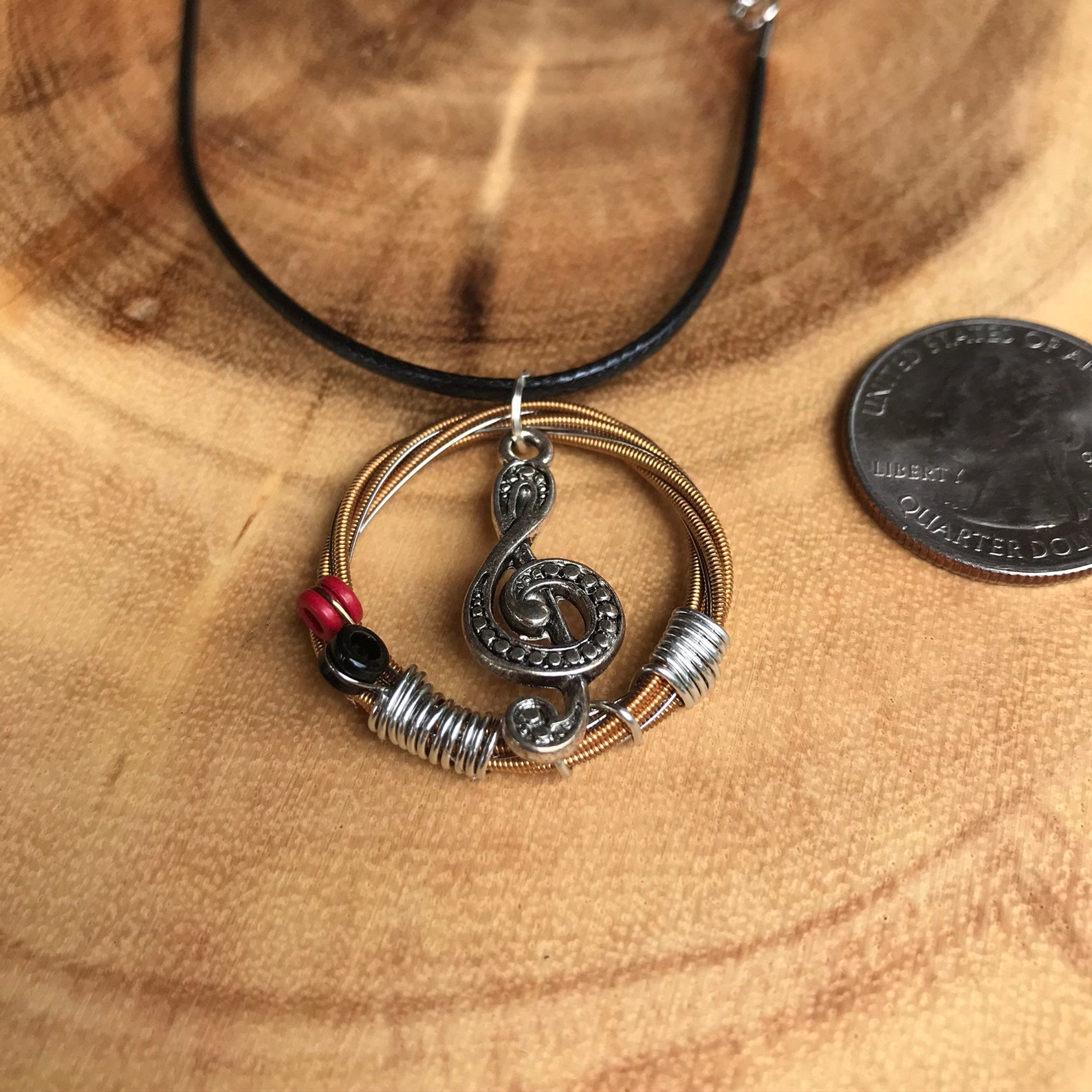 Recycled Guitar String Necklace With Treble or Bass Clef - Etsy