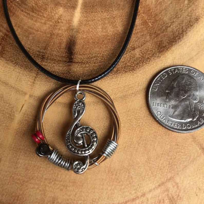Recycled Guitar String Necklace With Treble or Bass Clef - Etsy