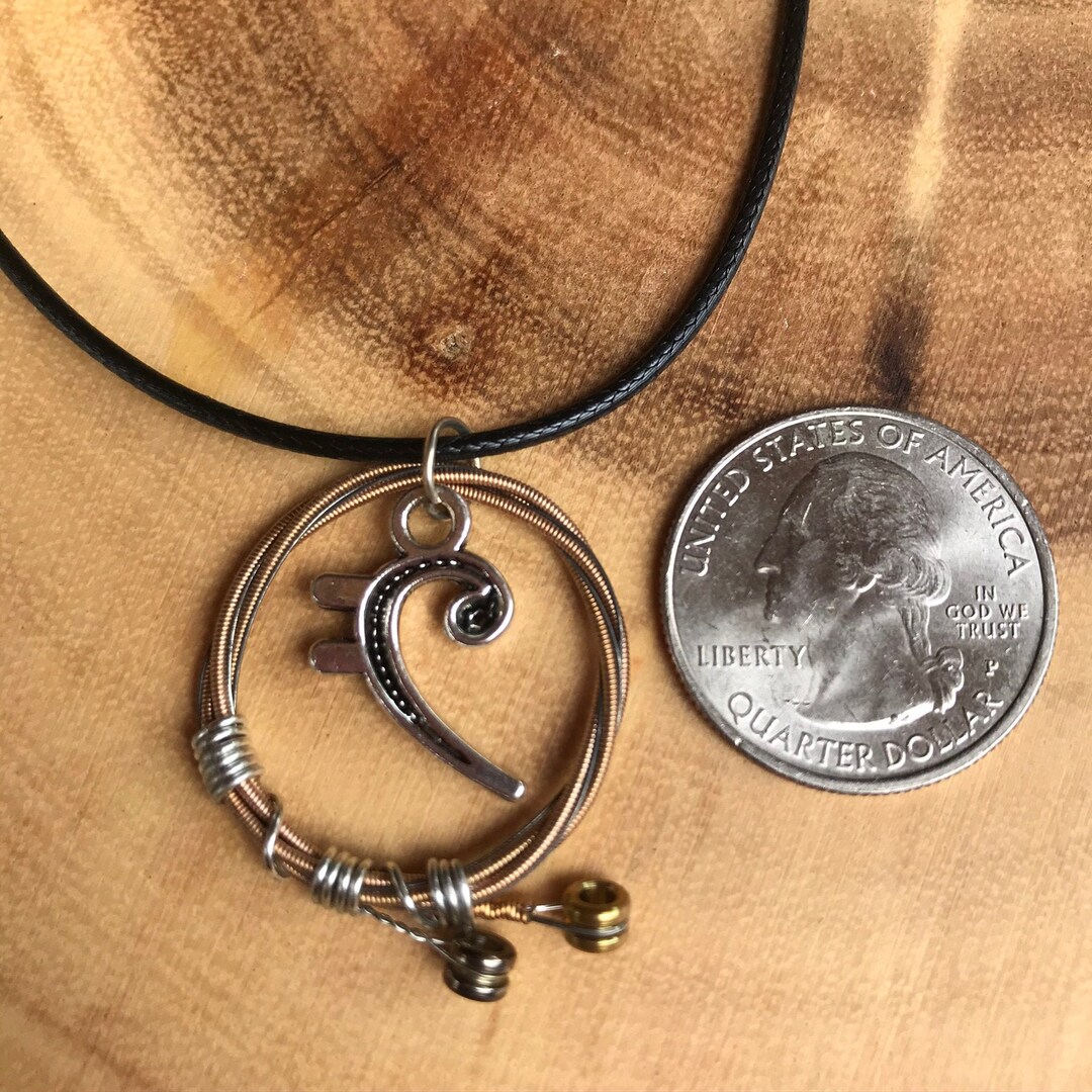 Recycled Guitar String Necklace With Treble or Bass Clef - Etsy