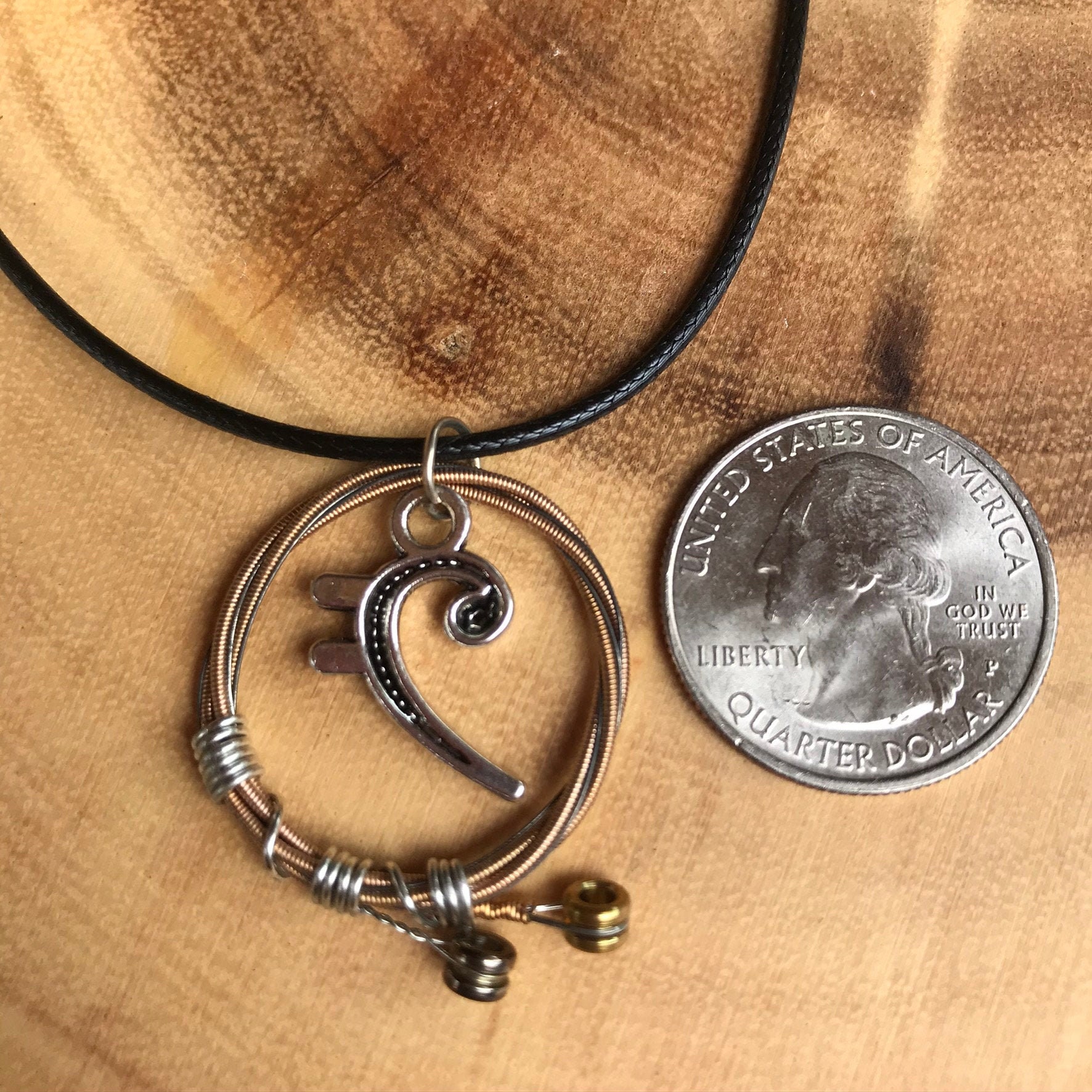 Recycled Guitar String Necklace With Treble or Bass Clef - Etsy
