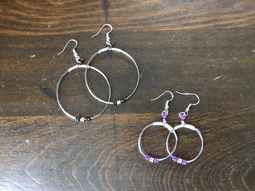 Recycled Guitar String Earrings Hoop With Ball Ends (multiple Colors ...