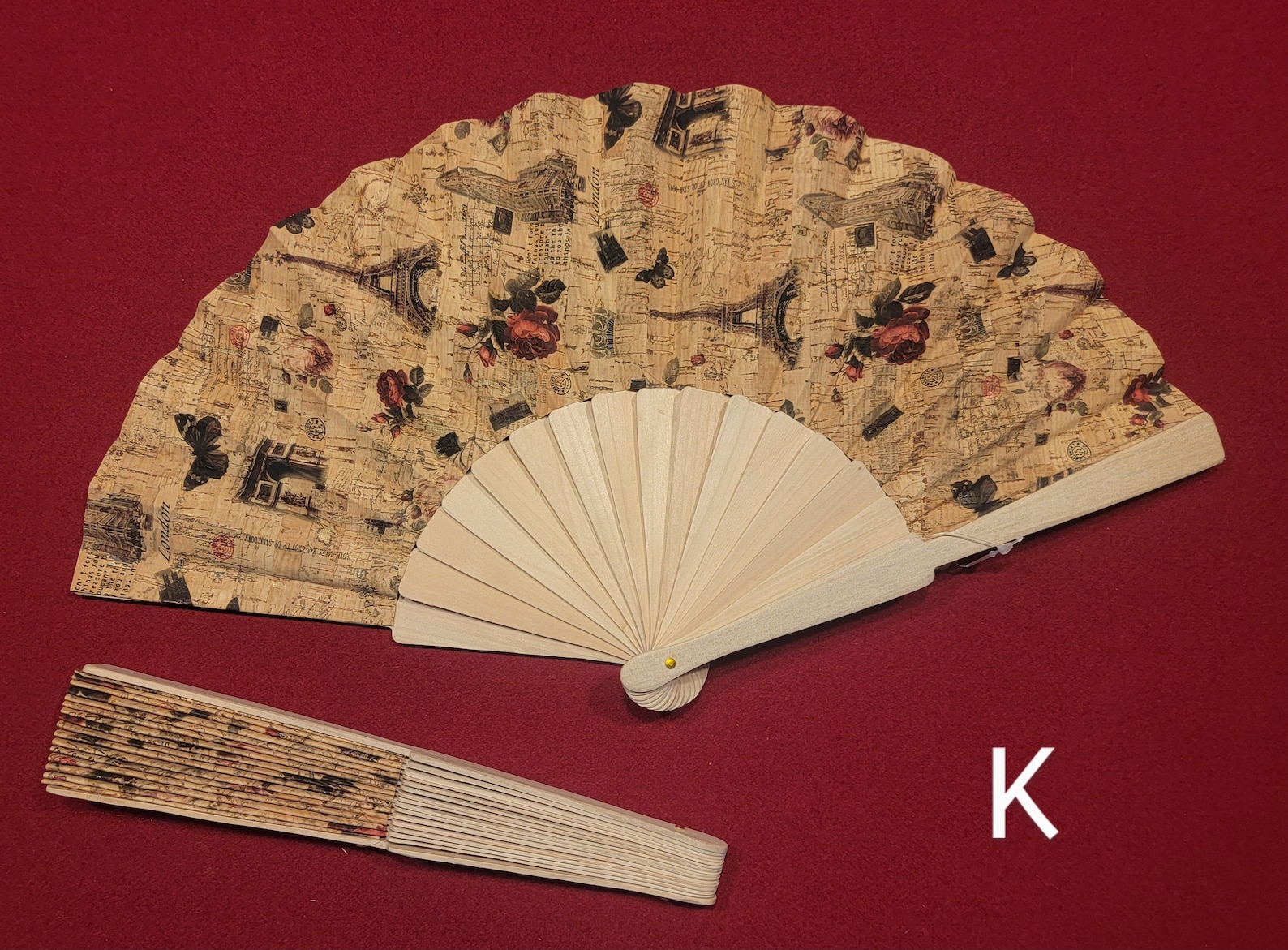 Beautiful Cork/wood Folding Fan Multiple Styles K-r - Etsy