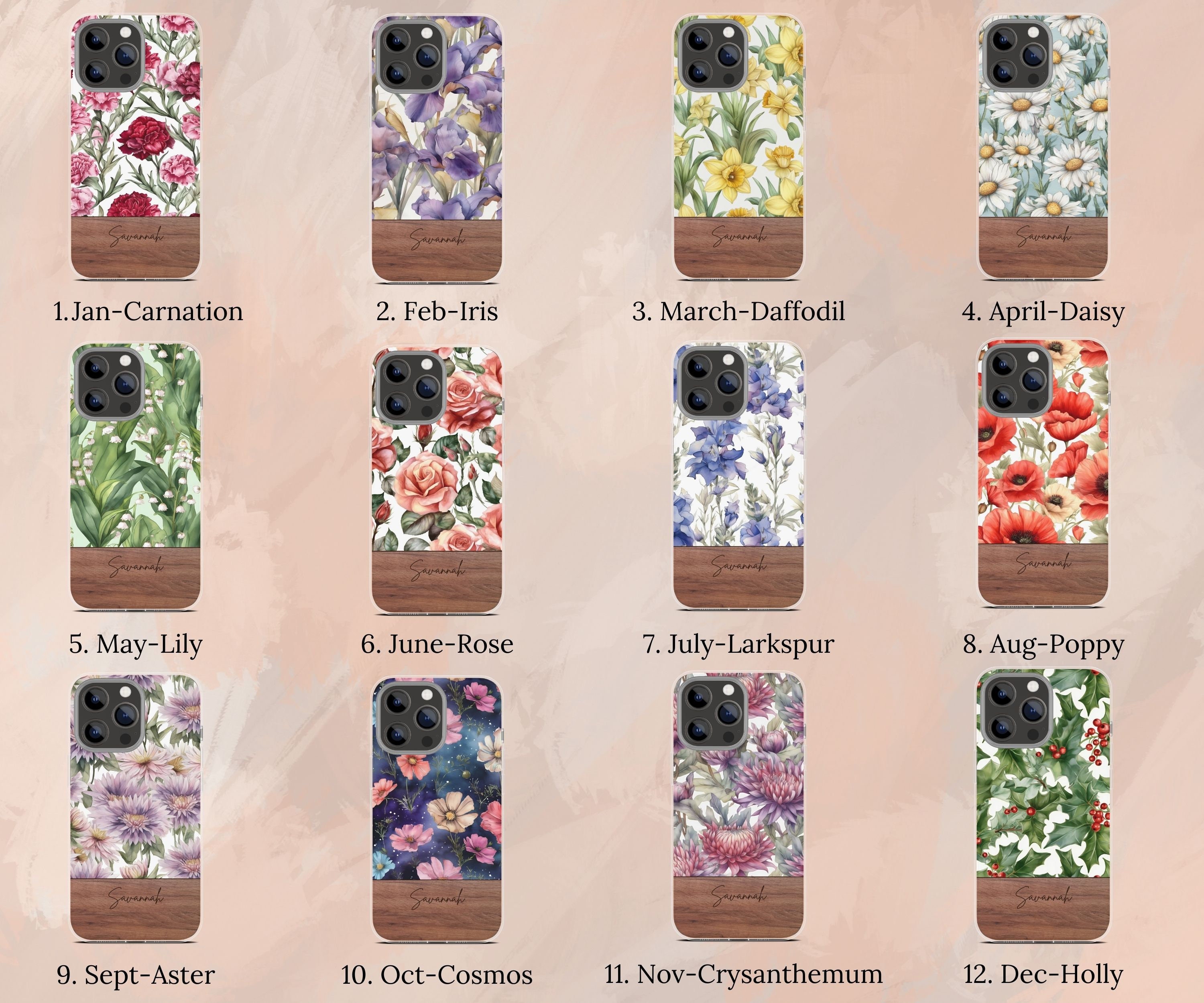 Personalized Birth Flower Gift, Phonecase Iphone, Birthflower Gifts ...
