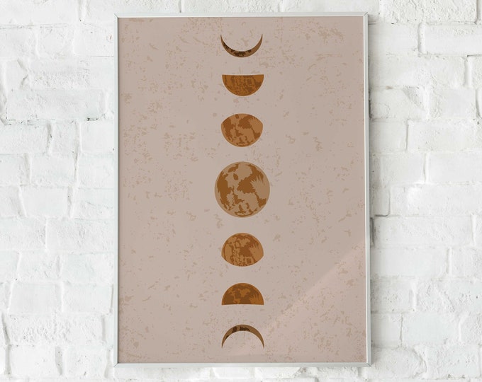 Moon Phases Art Printable Moon Wall Artboho Printabstract - Etsy