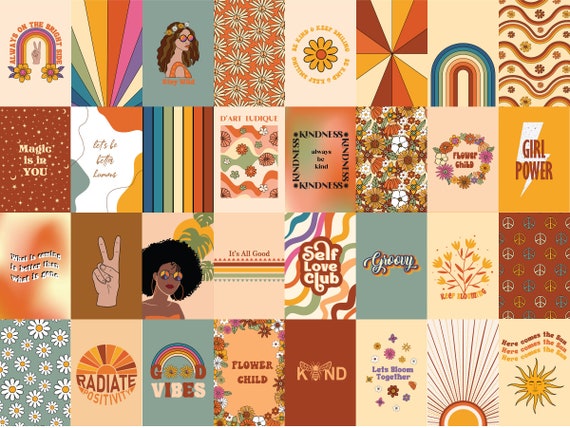 32 Retro Wall Collage Kit 70s Retro Aesthetic Poster Digital - Etsy