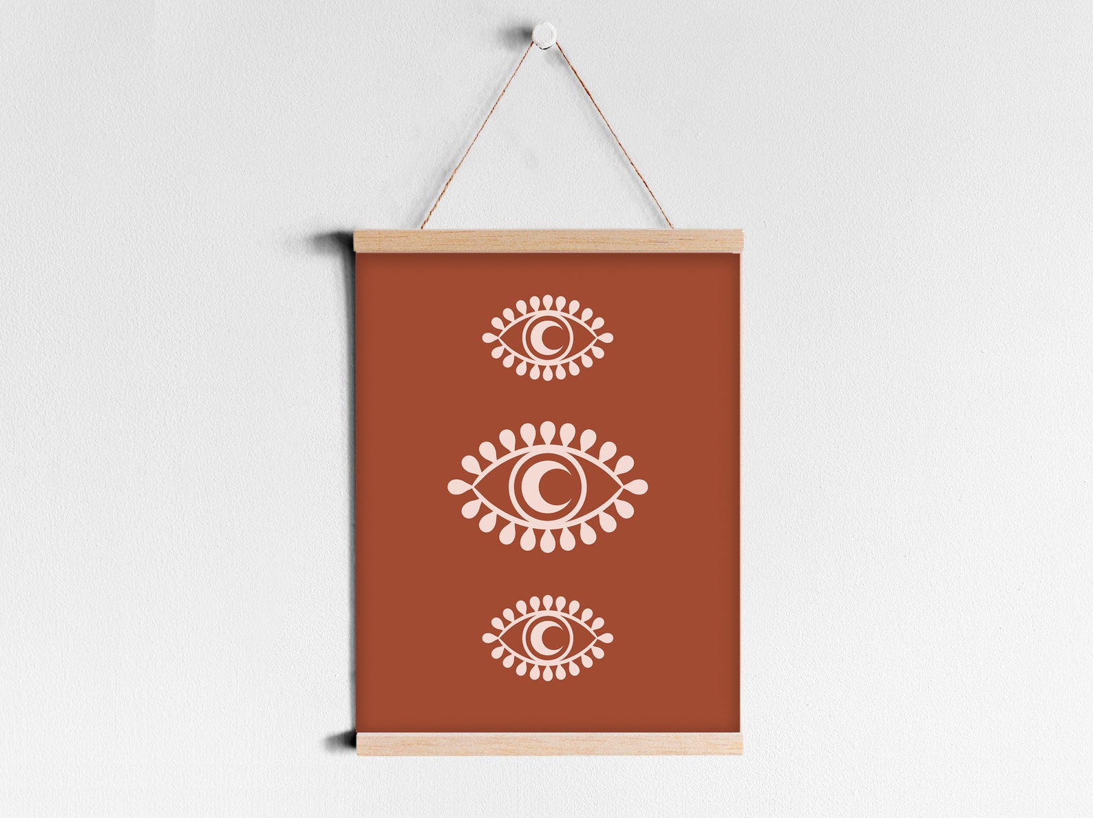 Boho Evil Eye Wall Art Terracotta Print Minimalist Poster | Etsy