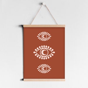 Boho Evil Eye Wall Art, Terracotta Print Minimalist Poster, Tumblr Room ...