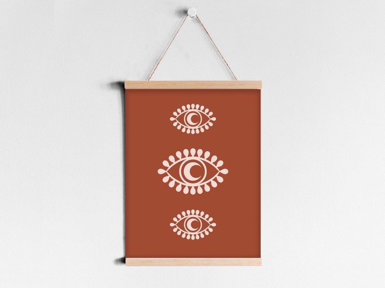 Boho Evil Eye Wall Art Terracotta Print Minimalist Poster - Etsy