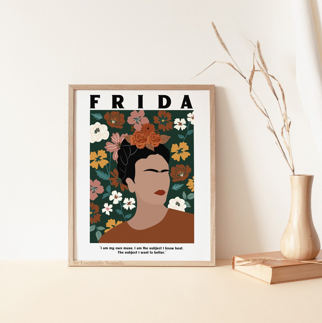 Frida Kahlo Print, Minimalist Floral Exhibition Poster,feminist Art ...