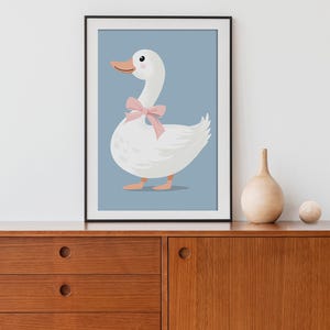Cute Goose Wall Art, Silly Goose Print, Blue Nursery Decor, Duck With ...