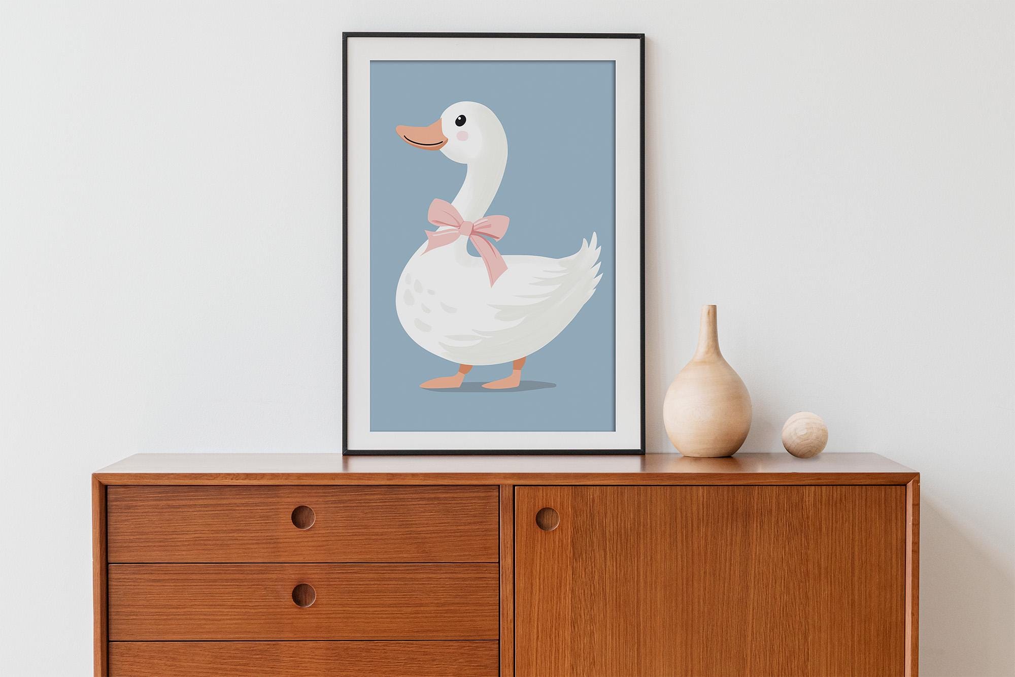 Cute Goose Wall Art, Silly Goose Print, Blue Nursery Decor, Duck With ...