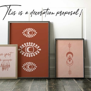 Boho Evil Eye Wall Art, Terracotta Print Minimalist Poster, Tumblr Room ...