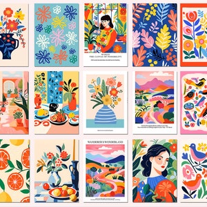 50 Eclectic Wall Collage Kit, Vibrant Wall Decor, Aesthetic Collage Kit ...